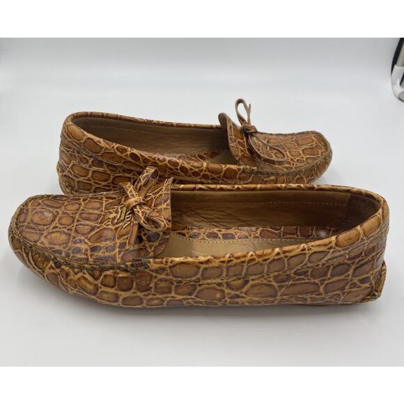 Prada | Shoes | Prada Womens Croc Embossed Animal Print Loafers Logo ...